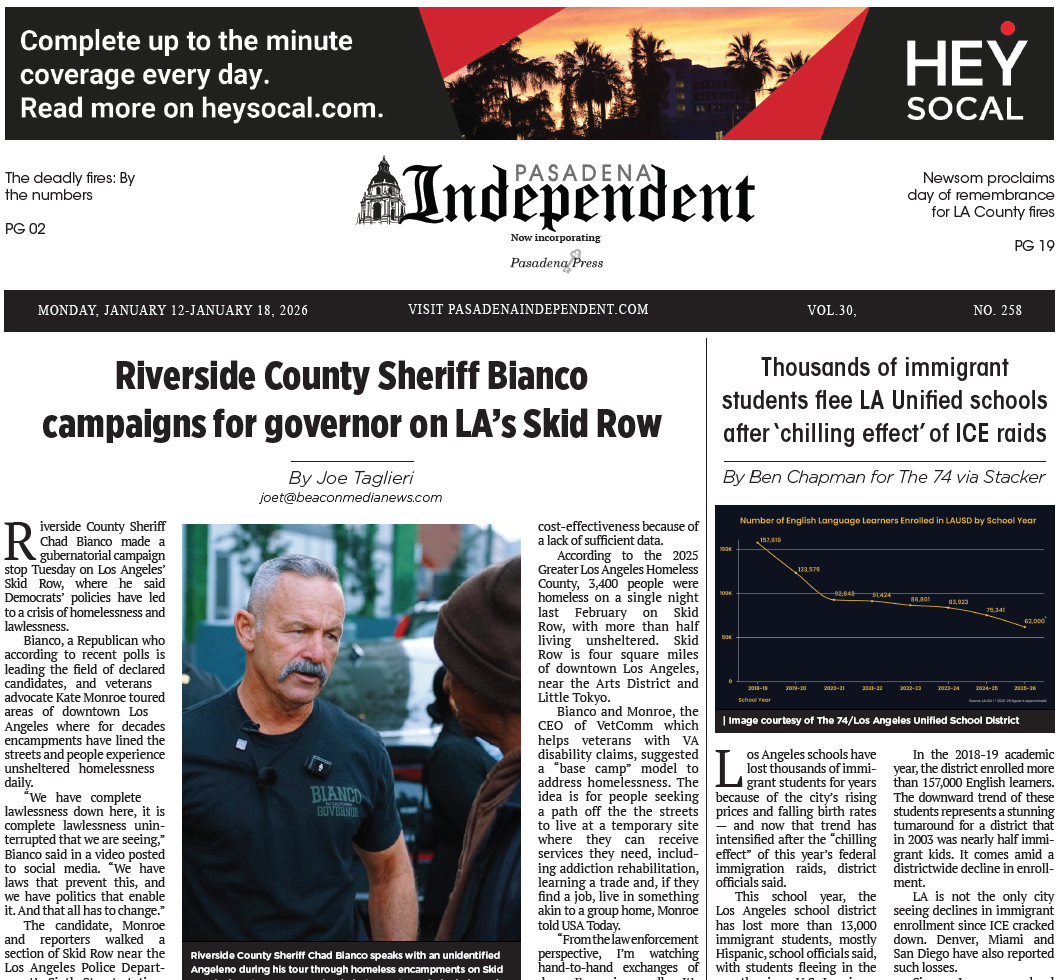 Pasadena Independent_1/12/2026 - Hey SoCal. Change is our intention.