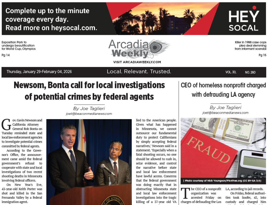 Arcadia Weekly_1/29/2026 - Hey SoCal. Change is our intention.