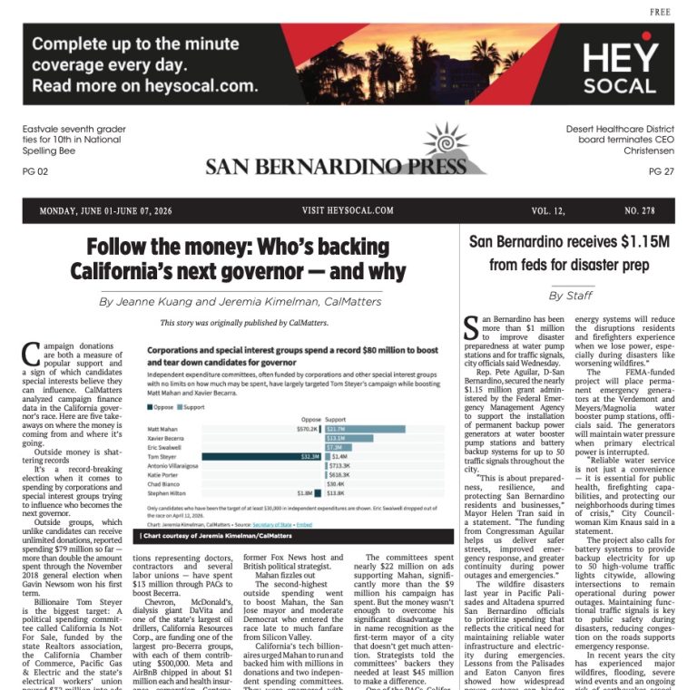 San Bernardino Press_6/1/2026 - Hey SoCal. Change is our intention.